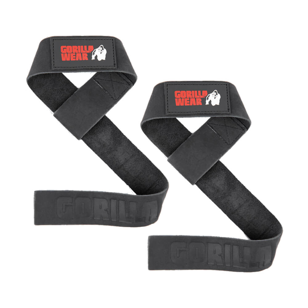 Køb Gorilla Wear Gear Leather Lifting Straps, Black hos ...